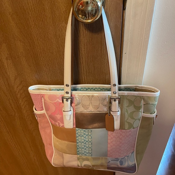 Coach | Bags | Coach Pastel Suede Tote | Poshmark